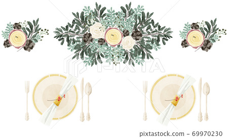 Table setting illustration - Stock Illustration [69970230] - PIXTA