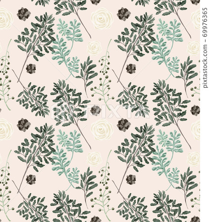 Continuous background pattern of plants - Stock Illustration [69976365 ...