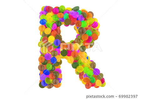 Letter R from colored marmalade candies. 3D... - Stock Illustration ...