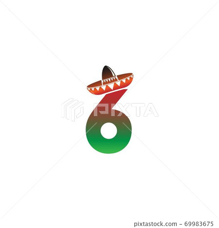 Number 6 Mexican hat concept design - Stock Illustration [69983675] - PIXTA