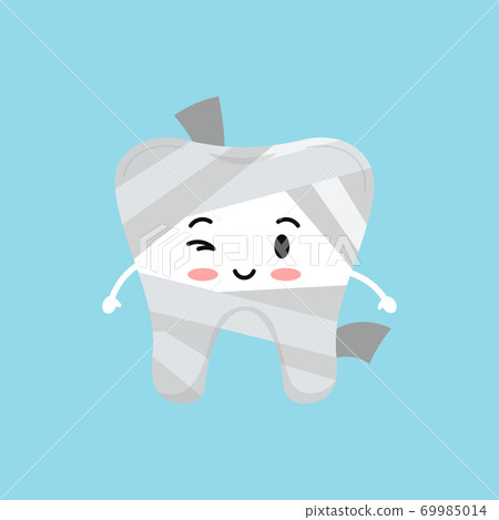 Cute tooth in mummy costume isolated vector icon. - Stock Illustration ...