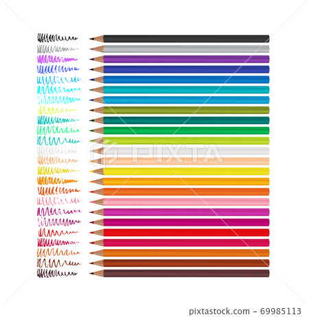 Set of 24 realistic colored pencils isolated on... - Stock Illustration ...