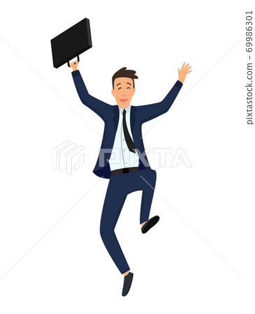 Jumping business people. Business man jumps... - Stock Illustration ...