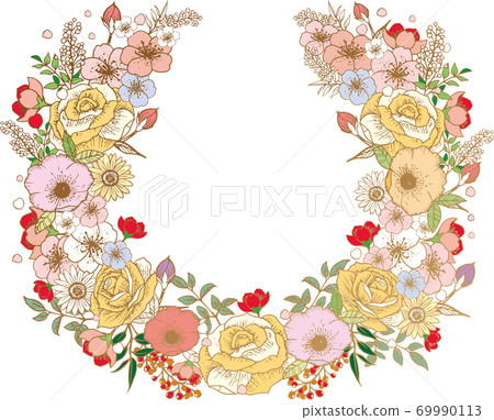 Fashionable handwritten flower wreath material - Stock Illustration ...