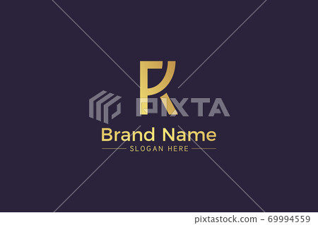 Combination of letter R and K golden logo... - Stock Illustration ...