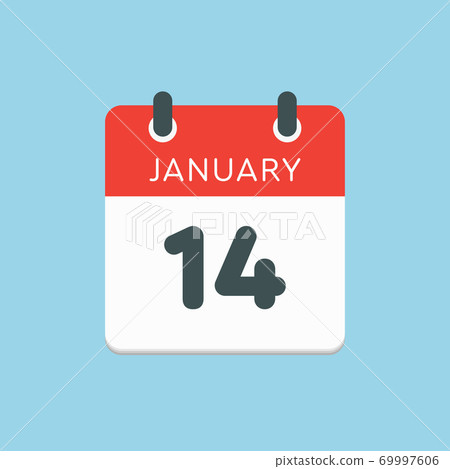 Icon day date 14 January, template calendar page - Stock Illustration ...