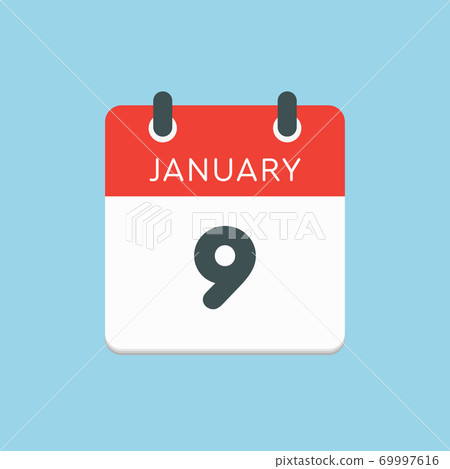 Icon day date 9 January, template calendar page - Stock Illustration ...