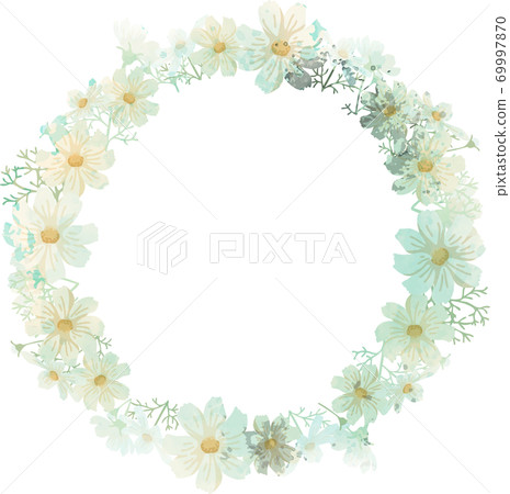 Cosmos flower circle frame - Stock Illustration [69997870] - PIXTA