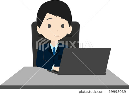 Illustration of a simple businessman who uses a... - Stock Illustration ...