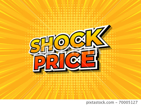 Shock price on yellow comics background. Shock... - Stock Illustration ...