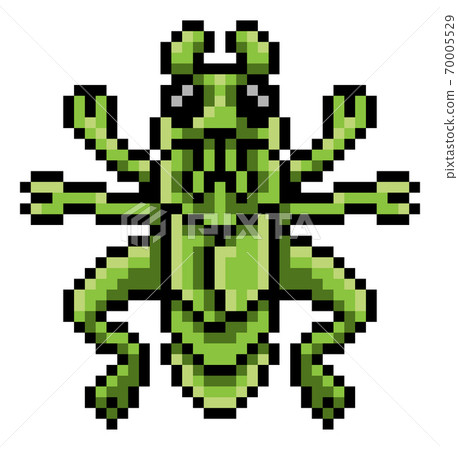 Grasshopper Bug Insect Pixel Art Game Cartoon Icon - Stock Illustration ...