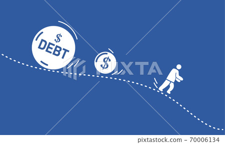 man running away from a huge debt. - Stock Illustration [70006134] - PIXTA