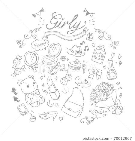 Hand-painted girly illustration - Stock Illustration [70012967] - PIXTA