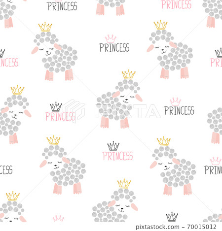 Seamless sheep princess pattern. - Stock Illustration [70015012] - PIXTA