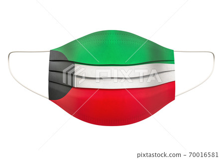 Medical Mask with Kuwait flag. 3D rendering - Stock Illustration ...