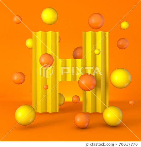 Warm minimal yellow sparkling font Letter H 3D - Stock Illustration ...