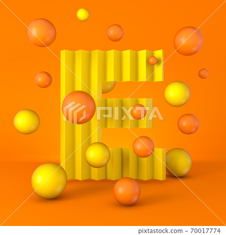 Warm minimal yellow sparkling font Letter E 3D - Stock Illustration ...