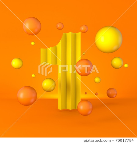 Warm minimal yellow sparkling font Number 1 ONE 3D - Stock Illustration ...