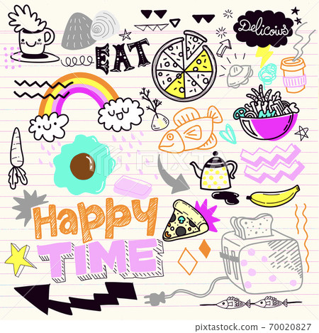 Food doodle drawing collection.Hand drawn... - Stock Illustration ...