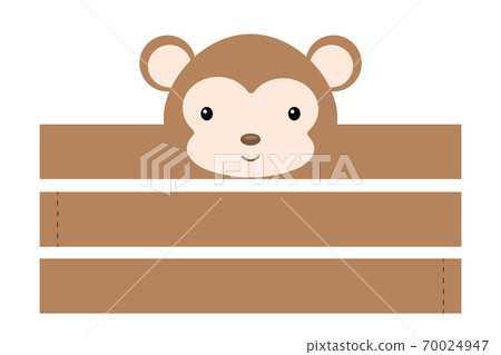 Printable monkey paper hat. Party crown die cut... - Stock Illustration ...