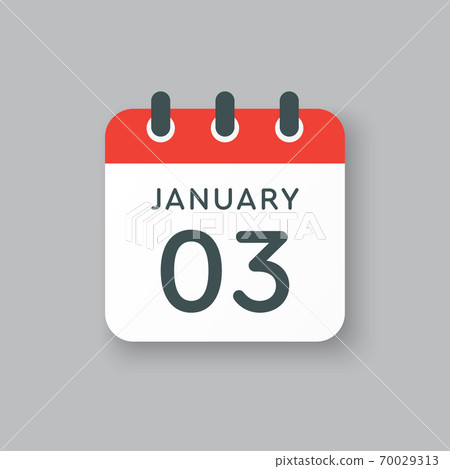 Icon day date 3 January, template calendar page - Stock Illustration ...