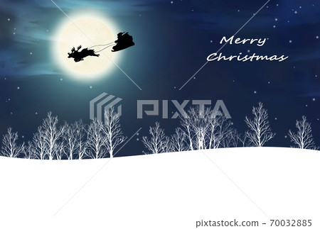 Santa Claus and full moon Christmas card - Stock Illustration [70032885 ...