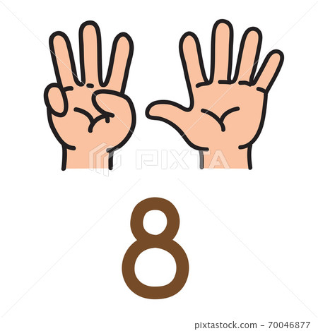 Kid's hand showing the number eight hand sign. - Stock Illustration ...