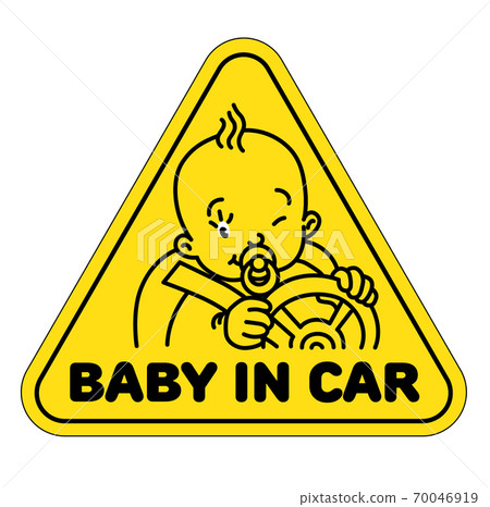 Baby in car. Back window sticker or sign - Stock Illustration [70046919 ...