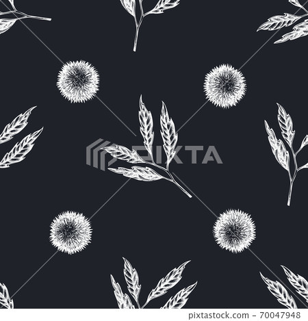 Seamless pattern with hand drawn chalk chestnut - Stock Illustration ...