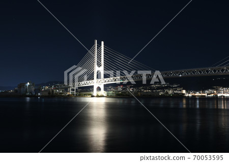 Illumination of the double-deck cable-stayed... - Stock Photo [70053595 ...