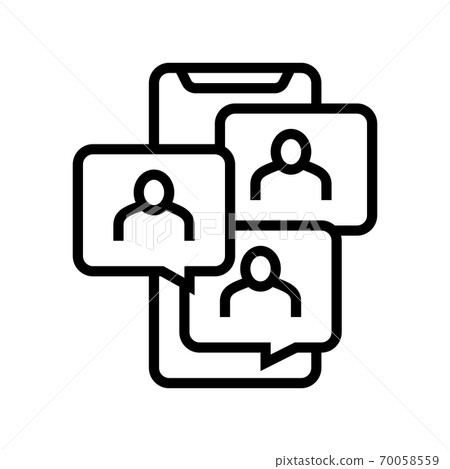 mobile video group call line icon vector... - Stock Illustration ...