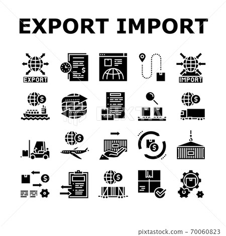 Export Import Logistic Collection Icons Set Vector - Stock Illustration ...