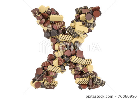 Letter X from chocolate candies. 3D rendering - Stock Illustration ...