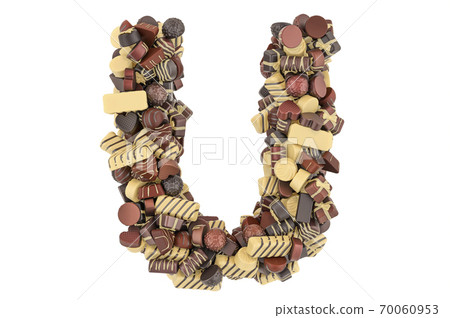 Letter U from chocolate candies. 3D rendering-插圖素材 [70060953] - PIXTA圖庫