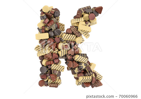 Letter K from chocolate candies. 3D rendering - Stock Illustration ...
