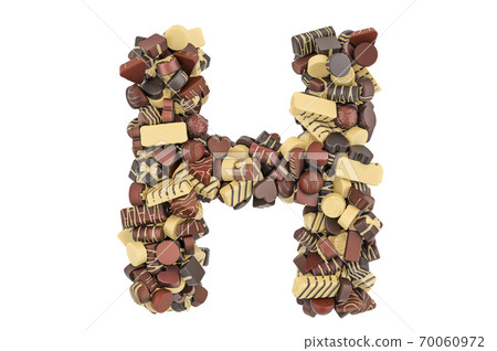 Letter H from chocolate candies. 3D rendering - Stock Illustration ...