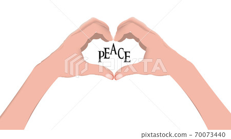 hands joined in the shape of a heart with peace...-插圖素材 [70073440 ...