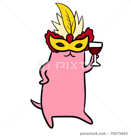 Pink Mouse attending a dinner with red wine... - Stock Illustration ...