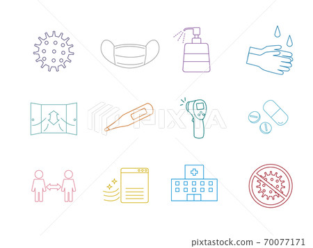Infection control prevention line art icon set - Stock Illustration ...