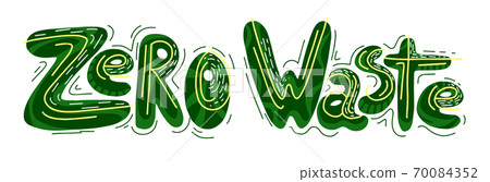 Horizontal handwritten green lettering Zero... - Stock Illustration ...