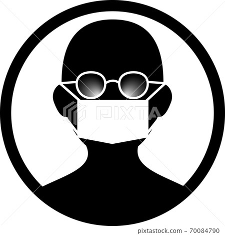 A person with an iconized mask and cloudy glasses - Stock Illustration ...