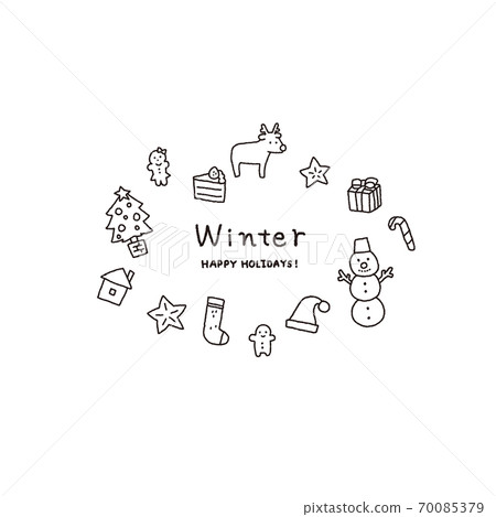 Christmas and winter line art motif... - Stock Illustration [70085379 ...