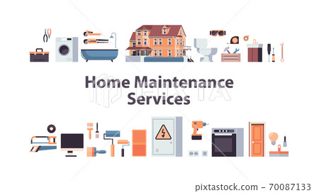 set home maintenance repair service concept - Stock Illustration ...