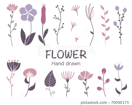 Handwritten flower set (color) - Stock Illustration [70090173] - PIXTA