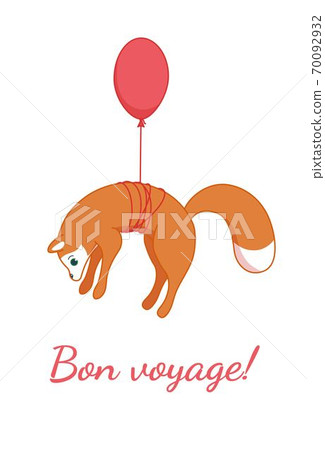 Fox trying to fly on a baloon. Card for... - Stock Illustration ...