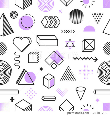 Seamless pattern of geometric shapes on white - Stock Illustration ...