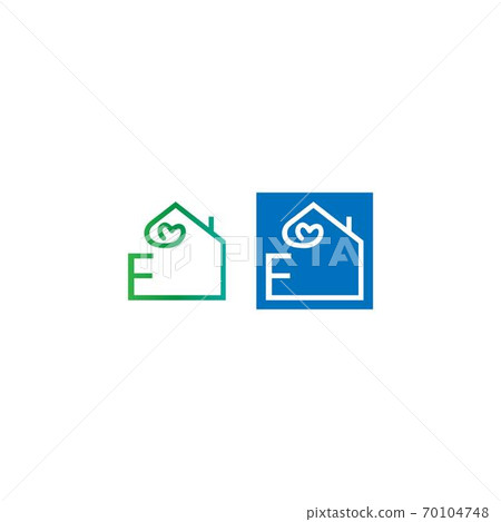 Letter E house with love icon logo - Stock Illustration [70104748] - PIXTA