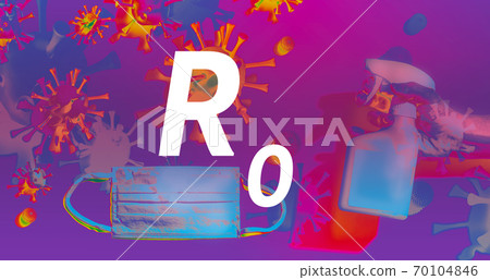 R Nought theme with face mask and spray bottle - Stock Illustration ...
