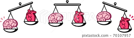 Brain and heart on scales - Stock Illustration [70107957] - PIXTA