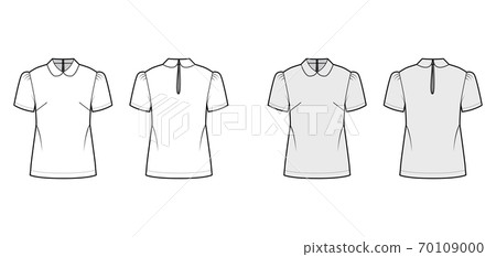 Peter Pan collar blouse technical fashion... - Stock Illustration ...